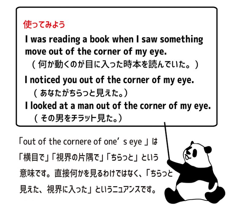 out of the corner of one’s eyeの意味 | eigo-lab(えいご研）