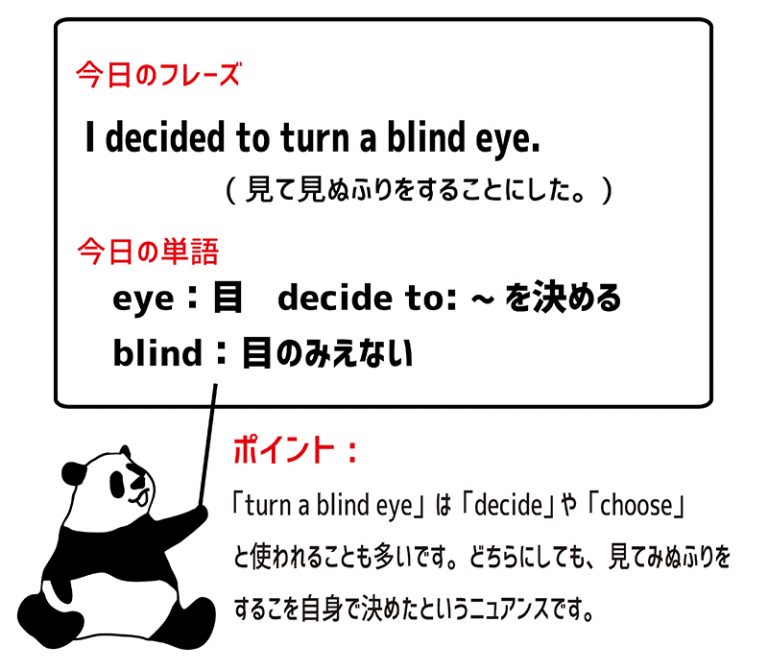 turn a blind eye (to)の意味と使い方 | eigo-lab(えいご研）